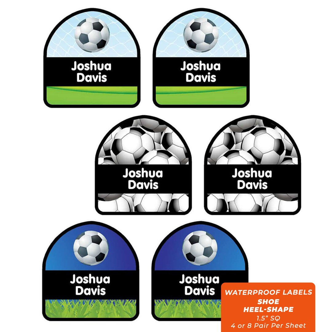 Shoe Name Labels 3 Types Soccer 8 Colors - Etsy