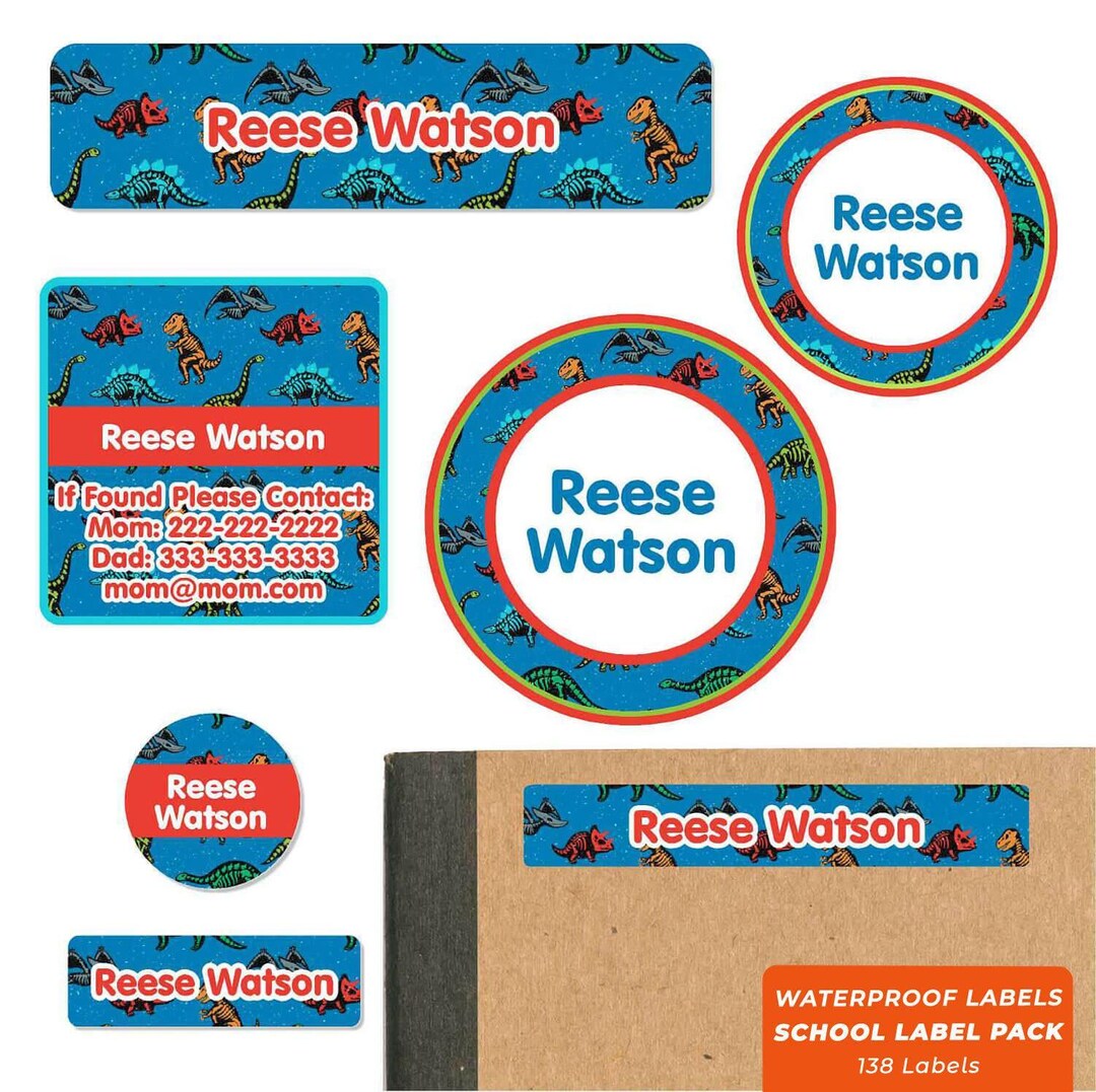 Ultimate School Label Pack, Dino Fossils (8 Colors) - Etsy