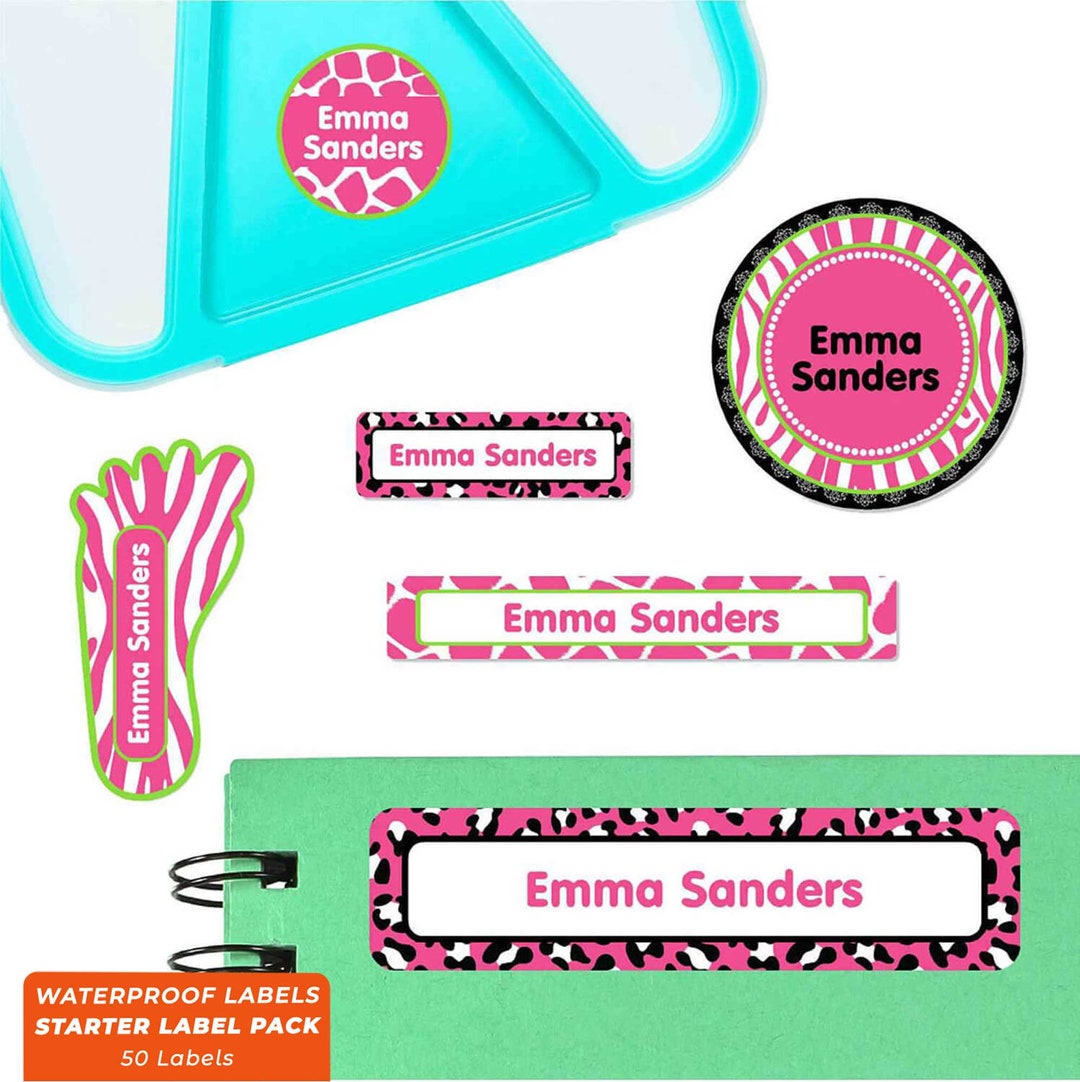 Starter Name Sticker Pack, Animal Print Bright Pink - Etsy