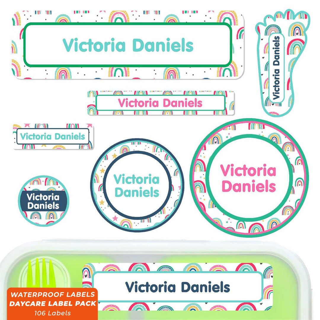 Daycare Label Pack, Name Labels for Daycare, Rainbows - Etsy