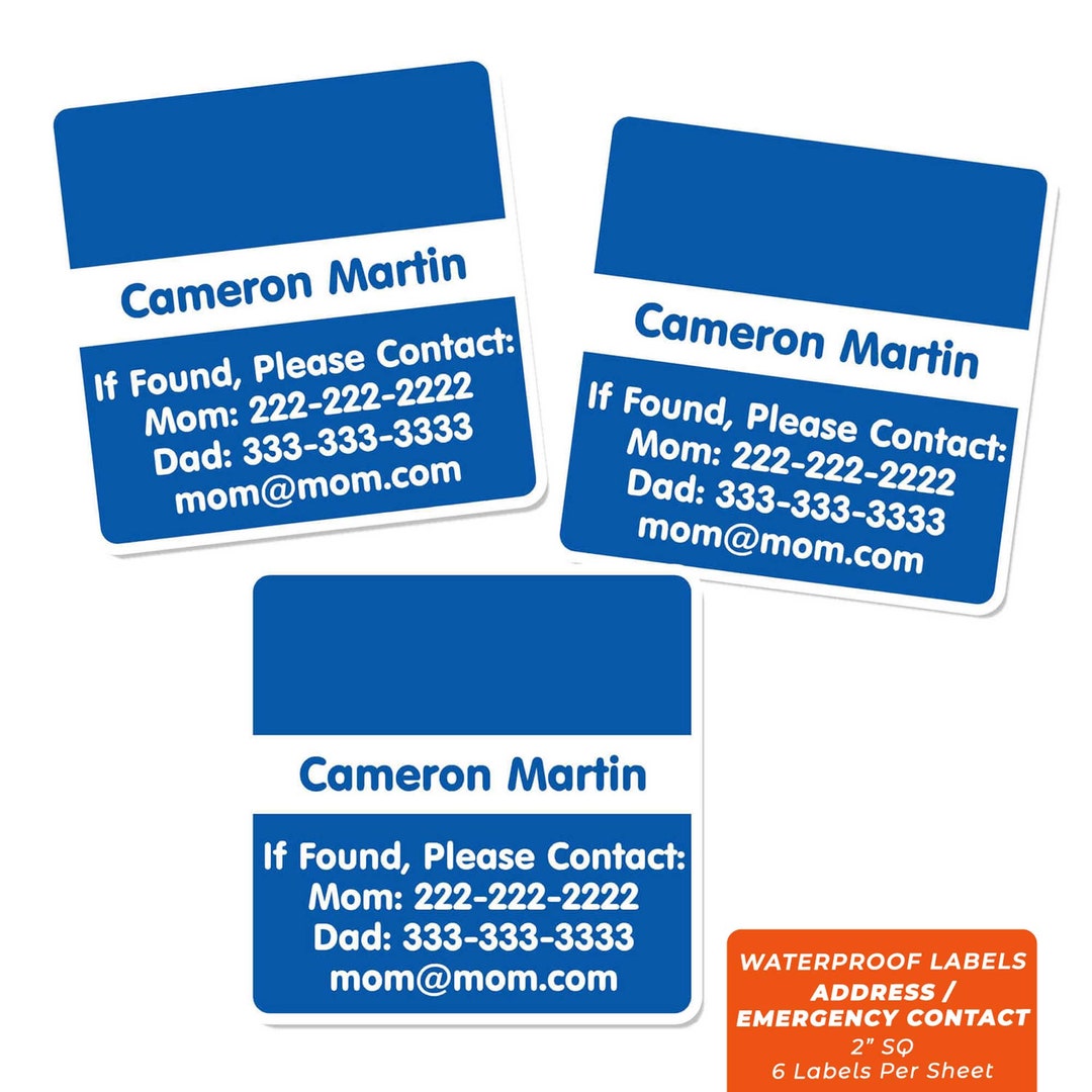 Emergency Contact Stickers, Solids (20+ Colors) - Etsy