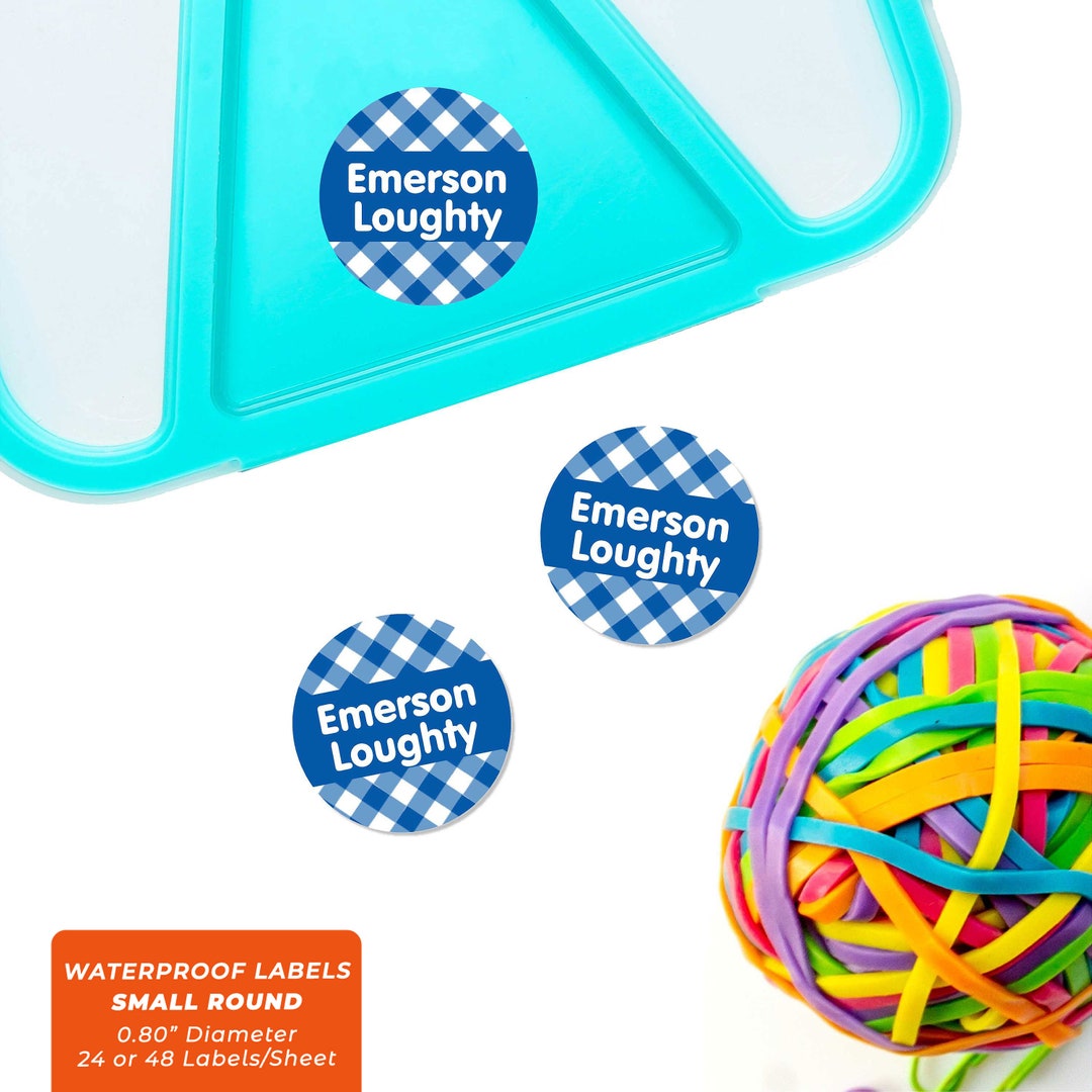 Round Name Labels (3 Sizes), Gingham (20+ Colors) - Etsy