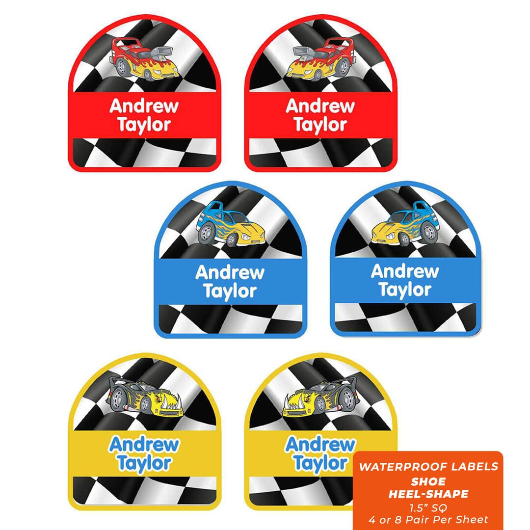 Shoe Name Labels 3 Types Race Cars Etsy shoe-name-labels-3-types-race-cars-etsy