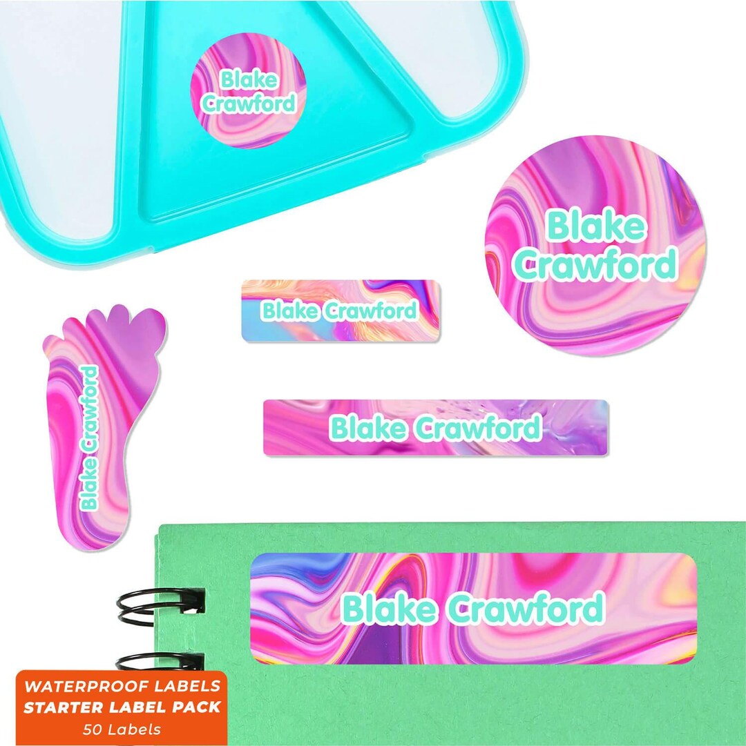 Starter Name Sticker Pack, Liquid (pink) - Etsy