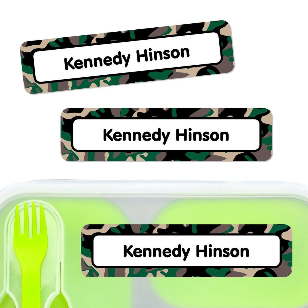 Waterproof Rectangle Labels | Name Labels | Kids Stickers | Camo (20 ...