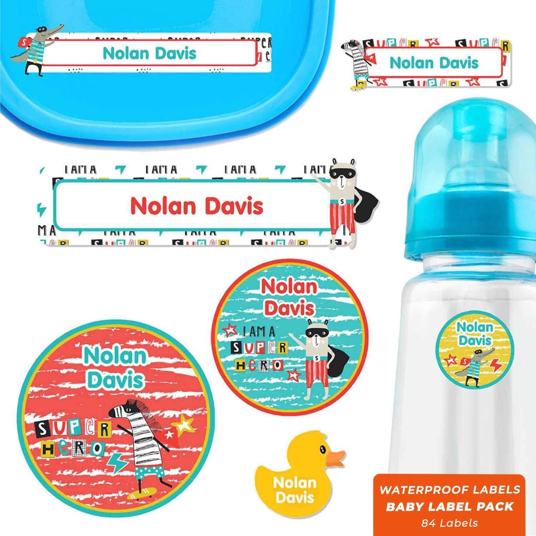 Baby Label Pack, Baby Labels for Daycare, Animal Superheroes - Etsy