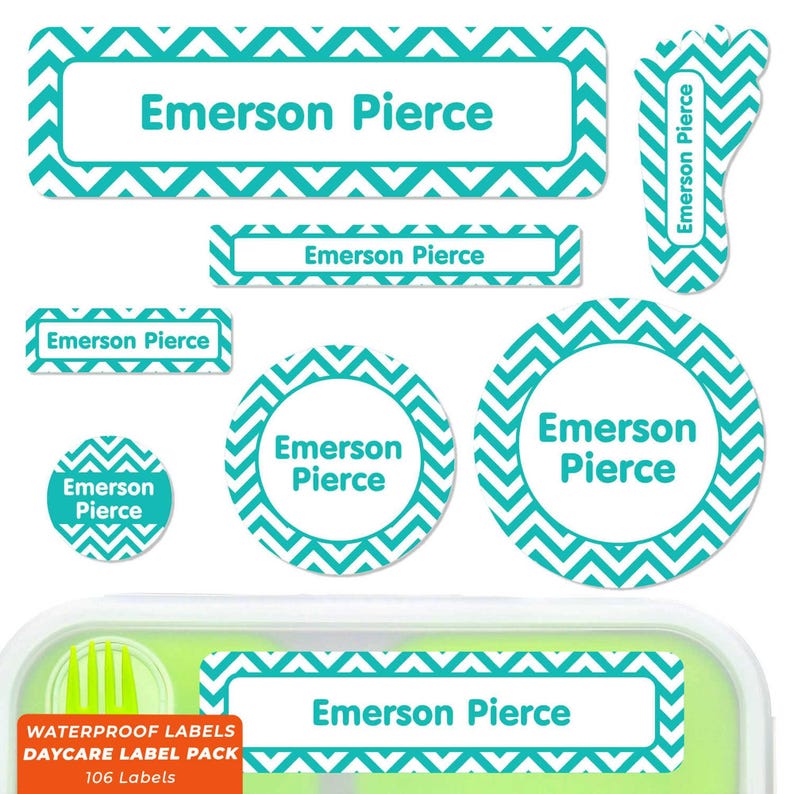 Daycare Label Pack, Name Labels for Daycare, Chevron (20+ Colors) - Etsy