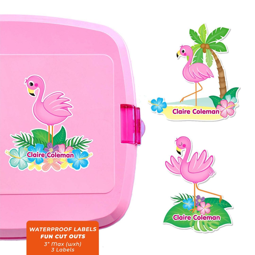 Fun Cut Outs, Name Labels for Kids Water Bottles, Flamingos - Etsy