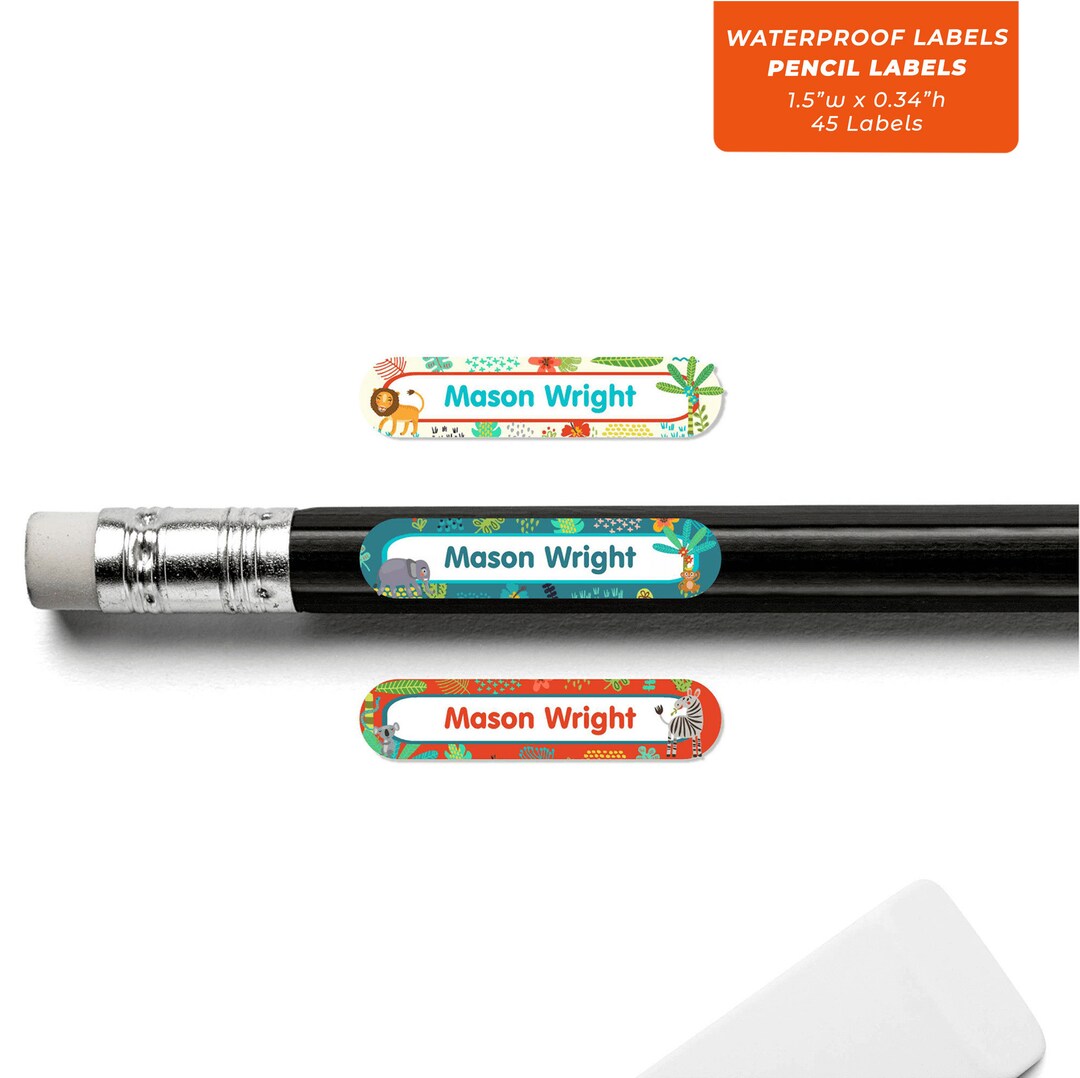 Pencil Name Labels, Jungle Animals - Etsy