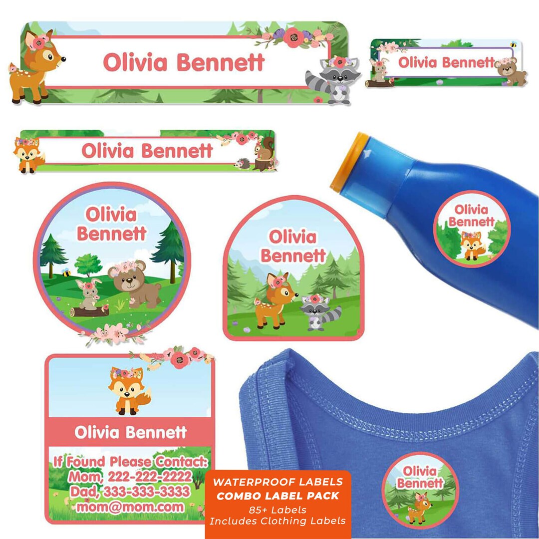 Camp Labels Pack Forest Friends coral - Etsy