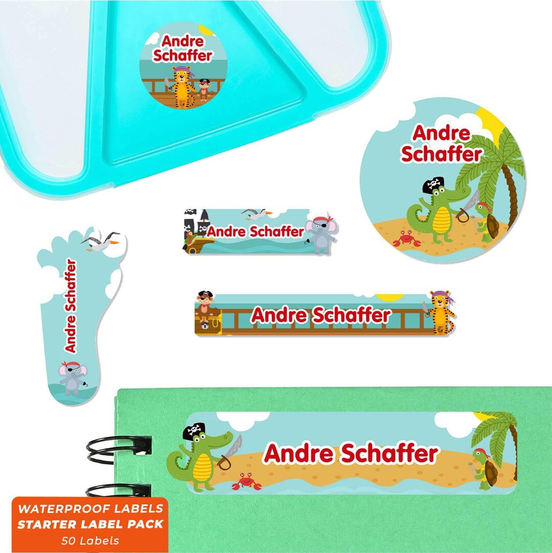 Starter Name Sticker Pack, Pirate Animals - Etsy