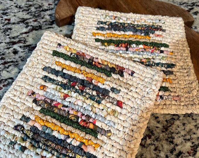 Handmade Fall Hot Pads, Fall Colors, Hooked Pot Holders, Versatile ...