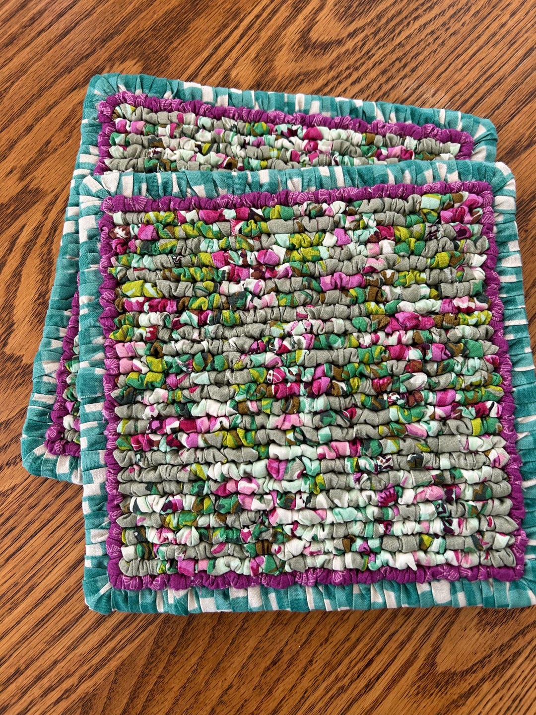 Hooked Kitchen Trivets, 8 X 8 Inch Floral Colors, All Occasion Fabric Potholders, Country French ...