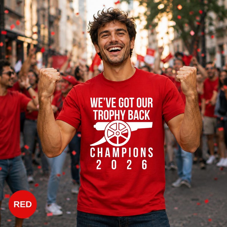 Arsenal Champions 2026 Shirt, Football Fan Celebration Tee, Trophy Back ...