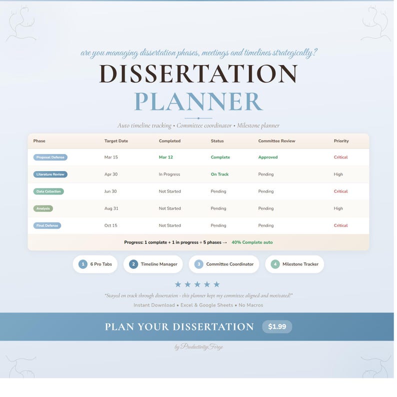 Dissertation Planner Spreadsheet Google Sheets Excel Template Phd ...