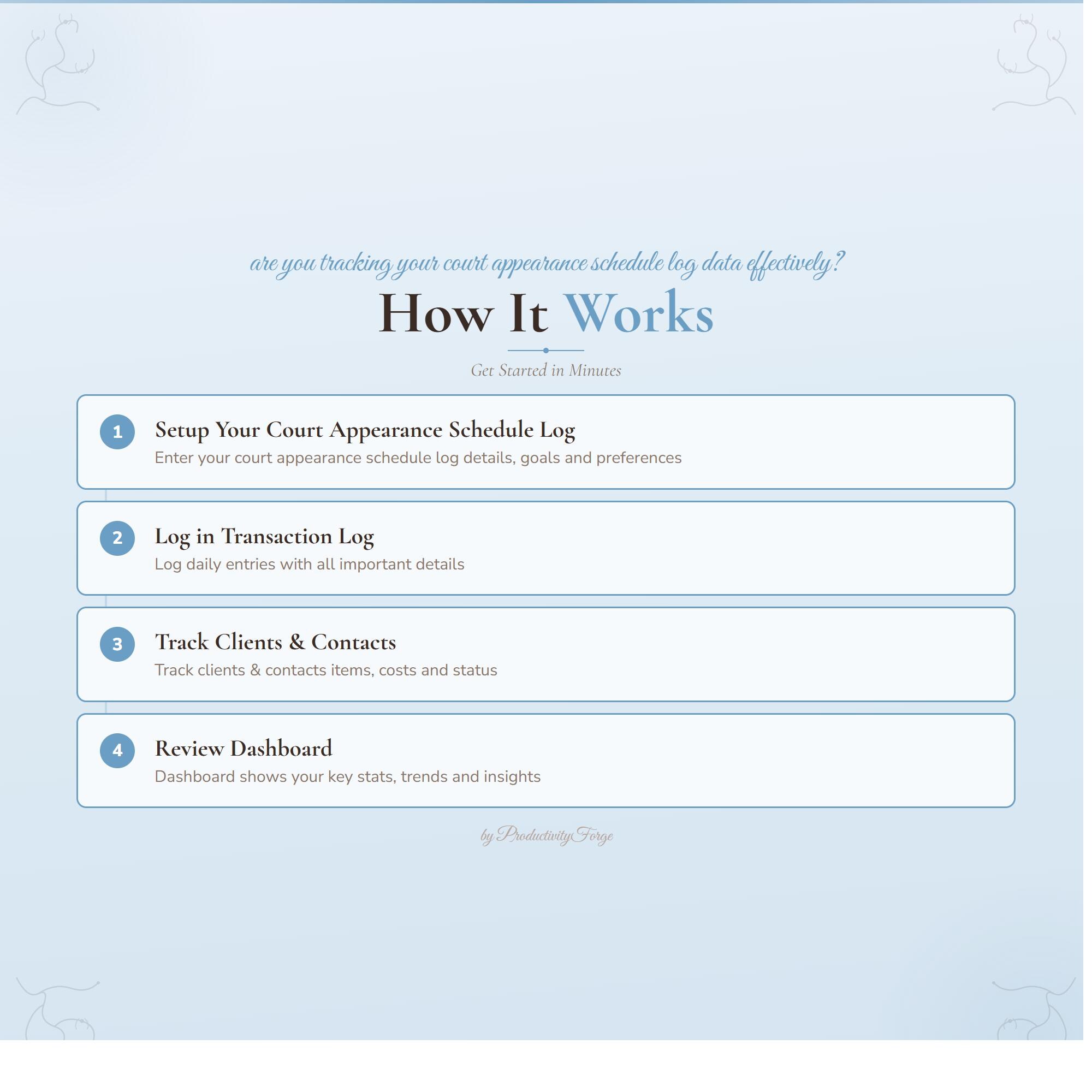 Printable Court Appearance Log Tracker | Professional Spreadsheet ...