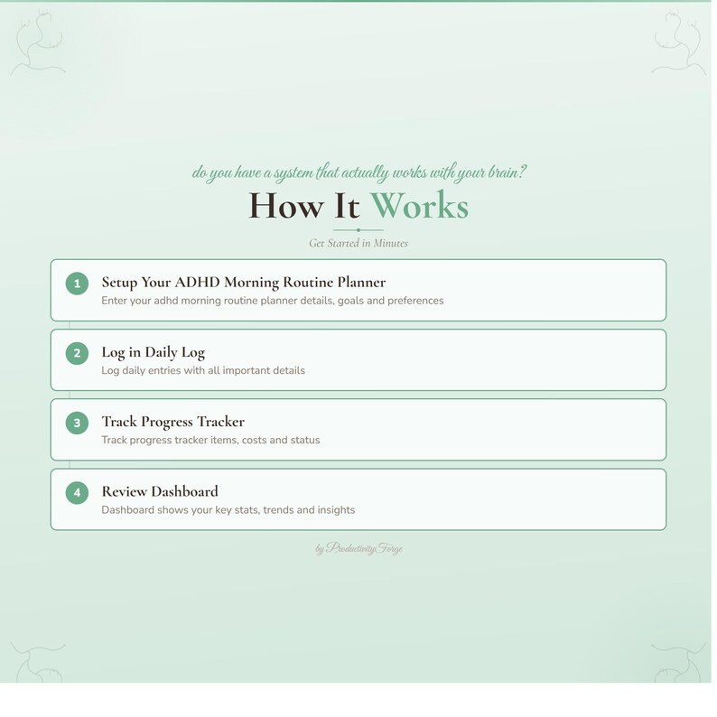 ADHD Morning Routine Planner Tracker | Google Sheets Excel Spreadsheet ...