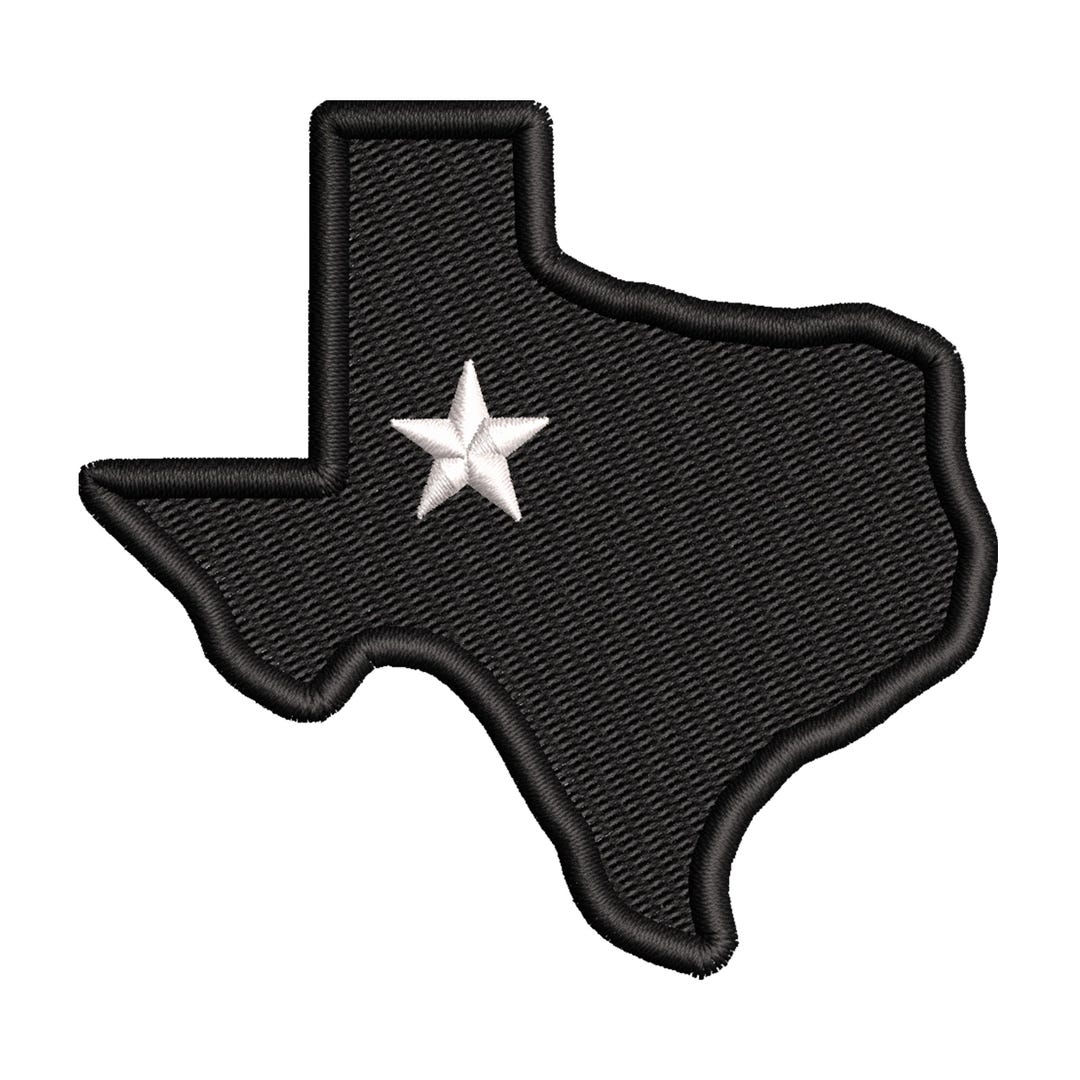 Black Texas Shape Outline Patch With White Star - Etsy