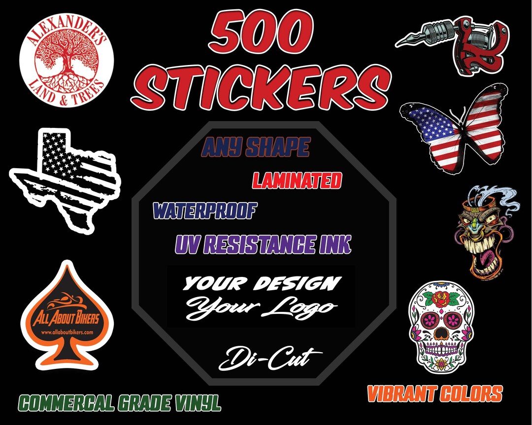 500 Custom Indoor/outdoor Laminated Waterproof Vinyl Stickers Premium ...