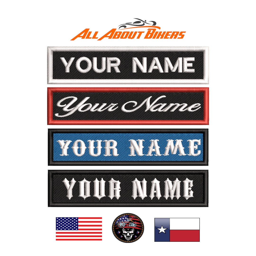 1.5"x5" Custom Embroidered Name Tag Motorcycle Personalized Biker Patch ...