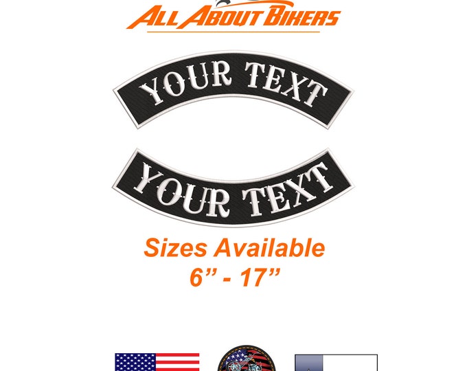 Custom Embroidered Top and Bottom Rocker Set MC Biker Patch 6"-17 ...