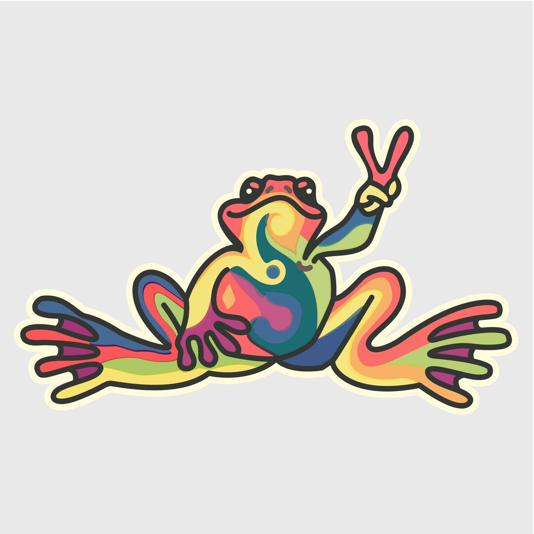 Tie Dye Cool Frog Sticker - Etsy