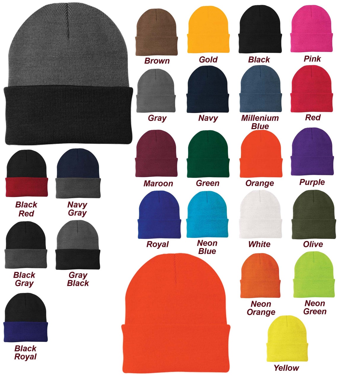 Plain Beanie. One Size Fits Most Adults and Teenagers. Solid Beanie ...