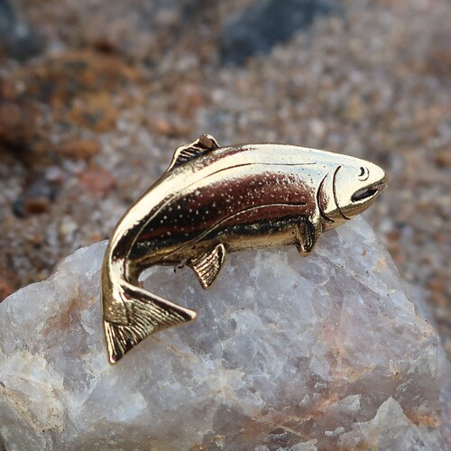 Rainbow Trout Gold Dipped Pewter Lapel Pin CC105G Golden | Etsy