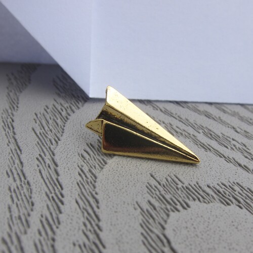 Gold Paper Airplane Lapel Pin CC634G Paper Plane Aero - Etsy