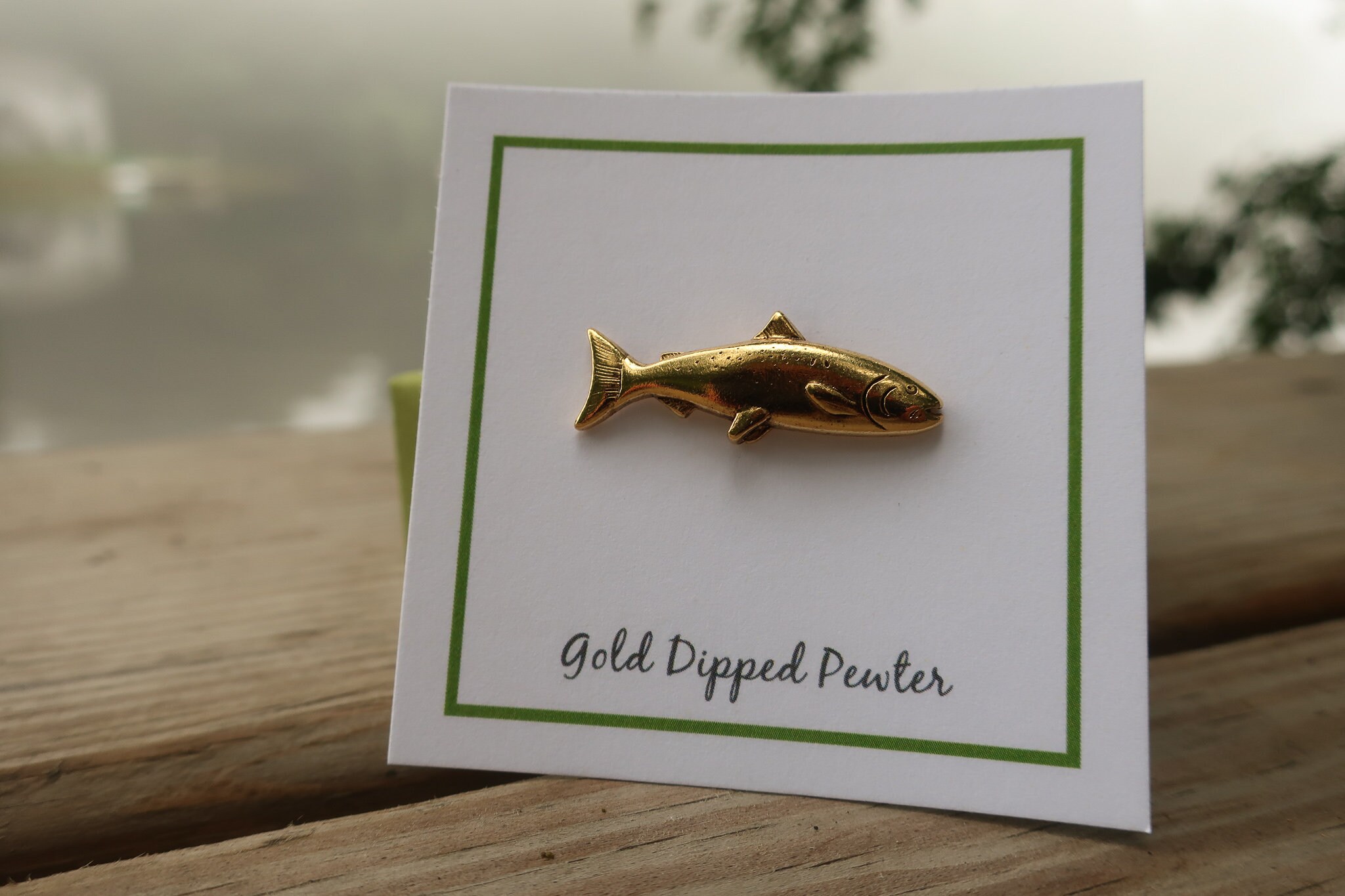 Salmon Gold Dipped Pewter Lapel Pin - CC126G- Fish and Fishing Pins and ...