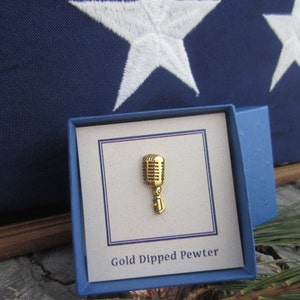 Gold Microphone Lapel Pin-cc529g- Mic, Broadcast, and Sound Wave Pins ...