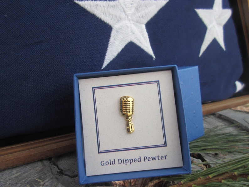 Gold Microphone Lapel Pin-cc529g Mic Broadcast and Sound - Etsy