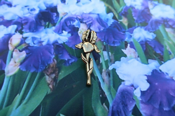 Gold Iris Lapel Pin CC621 Iris Flowers Perennials | Etsy