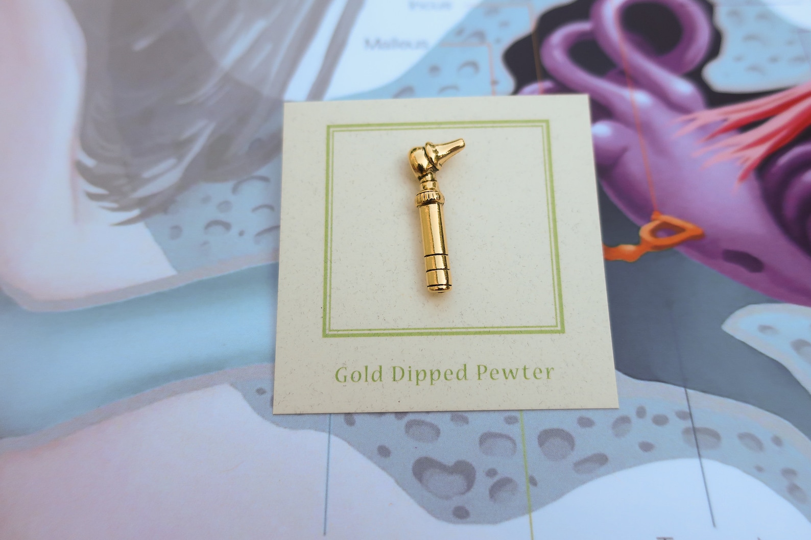 Otoscope Gold Dipped Pewter Lapel Pin- CC650- Ear, Auriscope, Medical ...