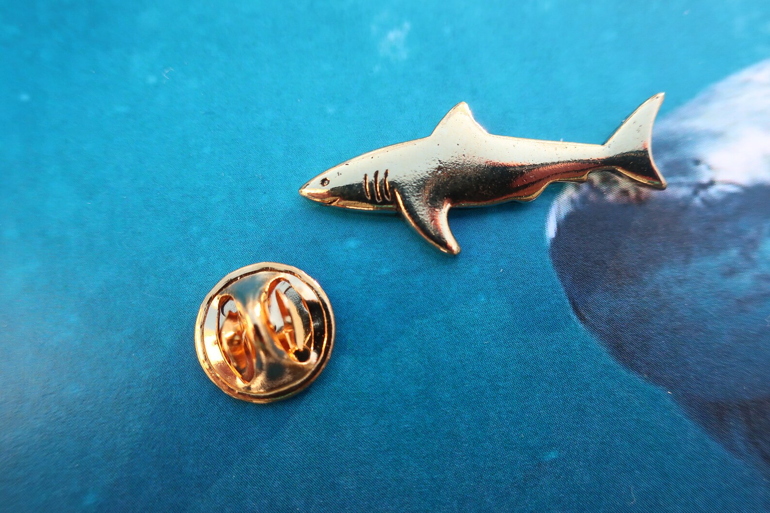 Shark Gold Dipped Pewter Lapel Pin CC590G Shark Week - Etsy