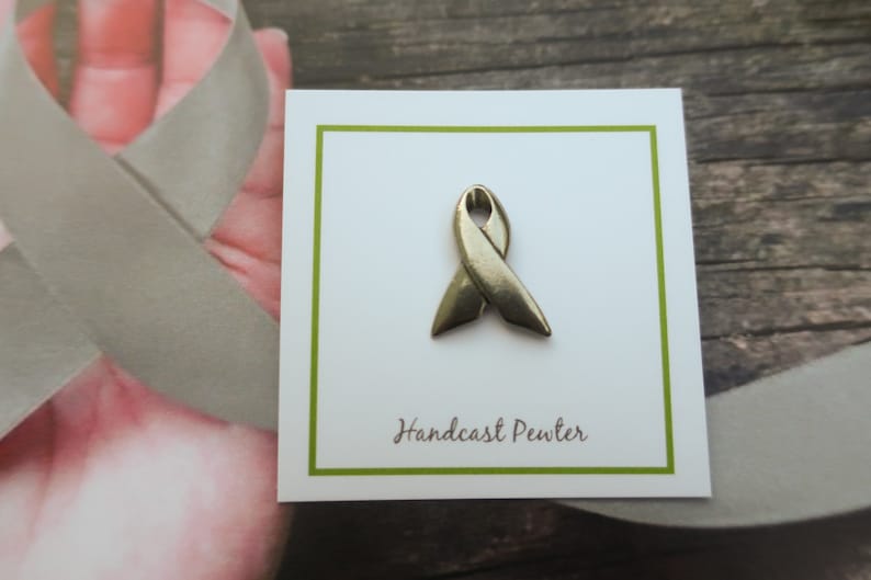 Grey Ribbon Pin Raise Awareness for Allergies Aphasia | Etsy
