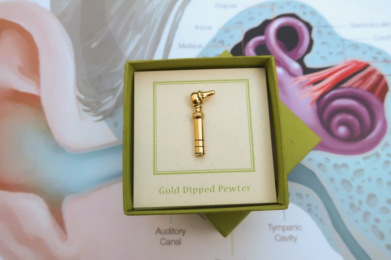 Otoscope Gold Dipped Pewter Lapel Pin- CC650- Ear, Auriscope, Medical ...