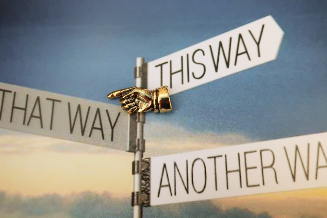 Pointing Finger Gold Dipped Pewter Lapel Pin - CC178G- This Way, Hands ...