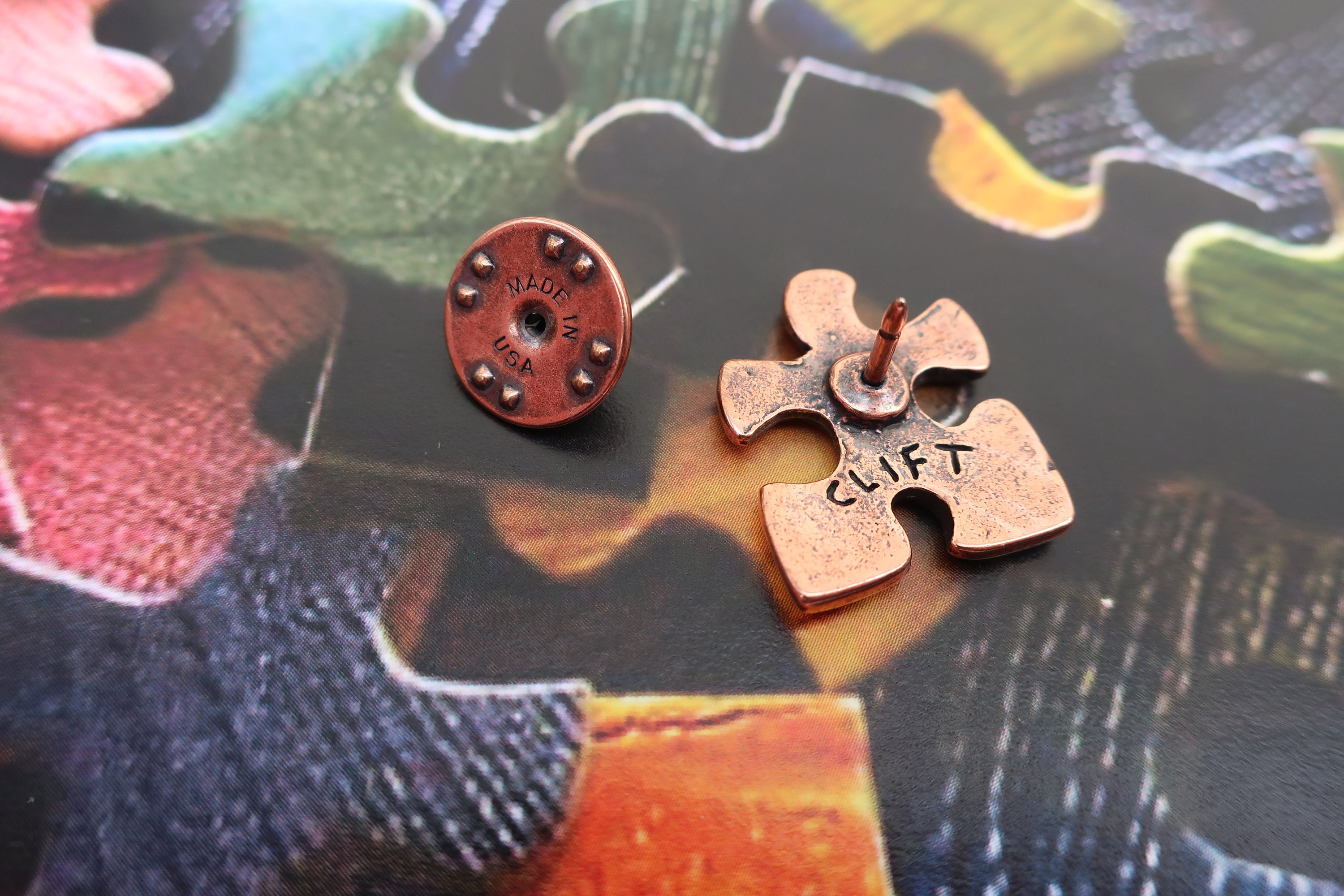 Copper Puzzle Piece Lapel Pin CC372C Essential Piece Jigsaw | Etsy