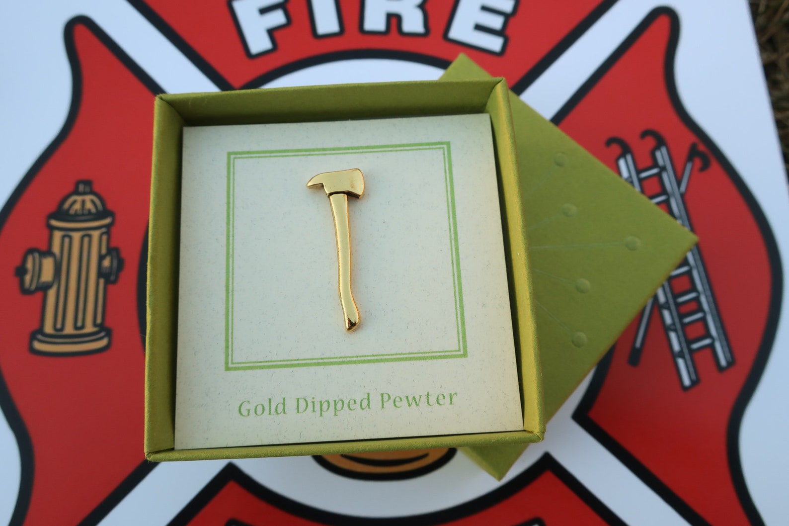 Fireman's Axe Gold Dipped Pewter Lapel Pin- CC462G- Firefighter, Rescue ...