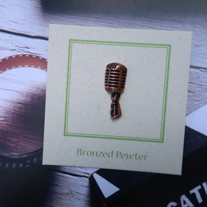 Microphone Copper Lapel Pin-cc529c- Mic, Broadcast, and Sound Wave Pins ...