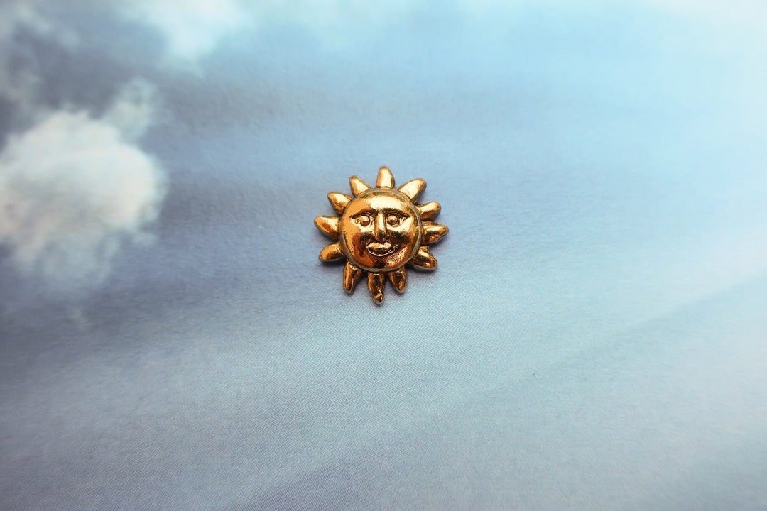 Small Sun Face Gold Dipped Pewter Lapel Pin- CC419G- Summer, Solstice ...