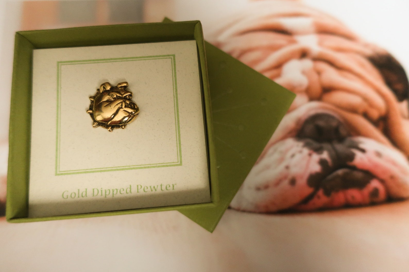 Bulldog Gold Dipped Pewter Lapel Pin CC537G English - Etsy