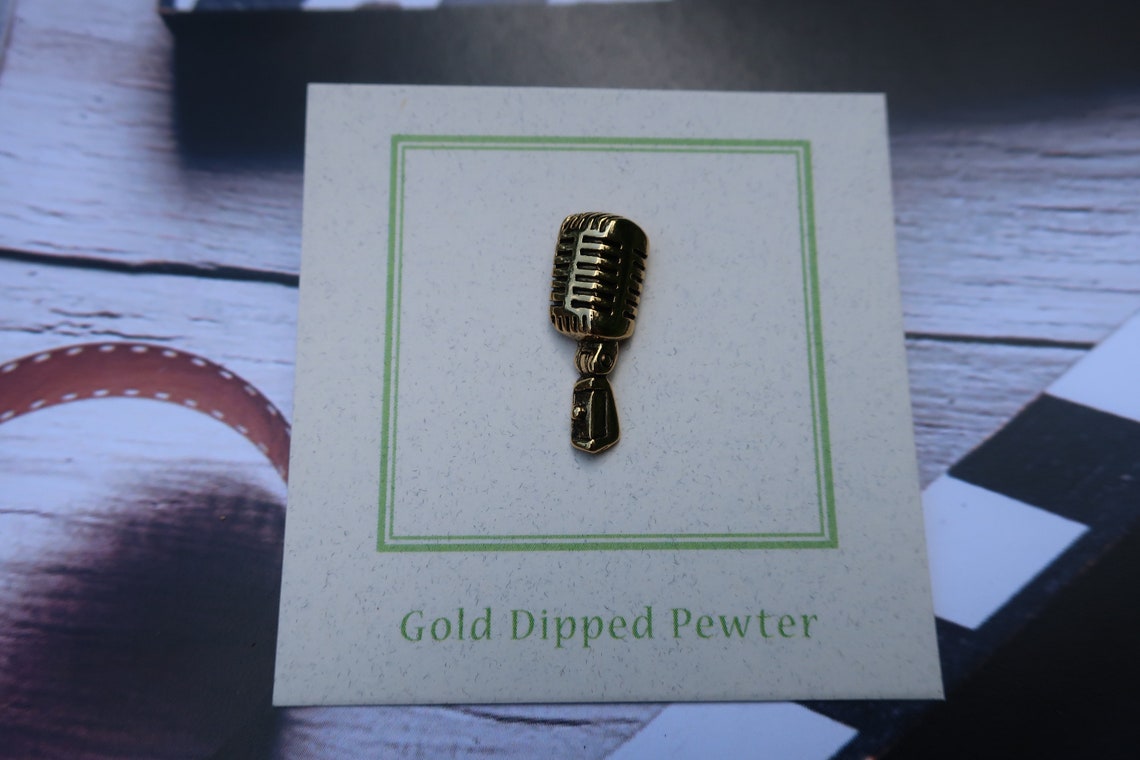 Gold Microphone Lapel Pin-cc529g Mic Broadcast and Sound - Etsy