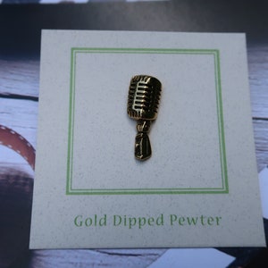 Gold Microphone Lapel Pin-cc529g- Mic, Broadcast, and Sound Wave Pins ...