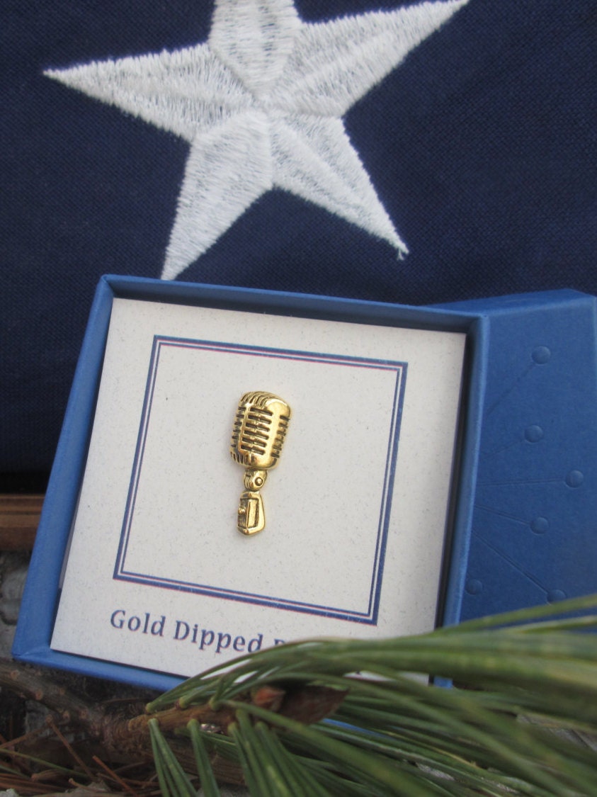 Gold Microphone Lapel Pin-CC529G Mic Broadcast and Sound | Etsy