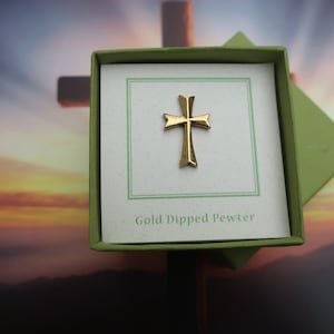Gold Cross Lapel Pin- CC617G- Religious and Spiritual Pins- Church Pins ...