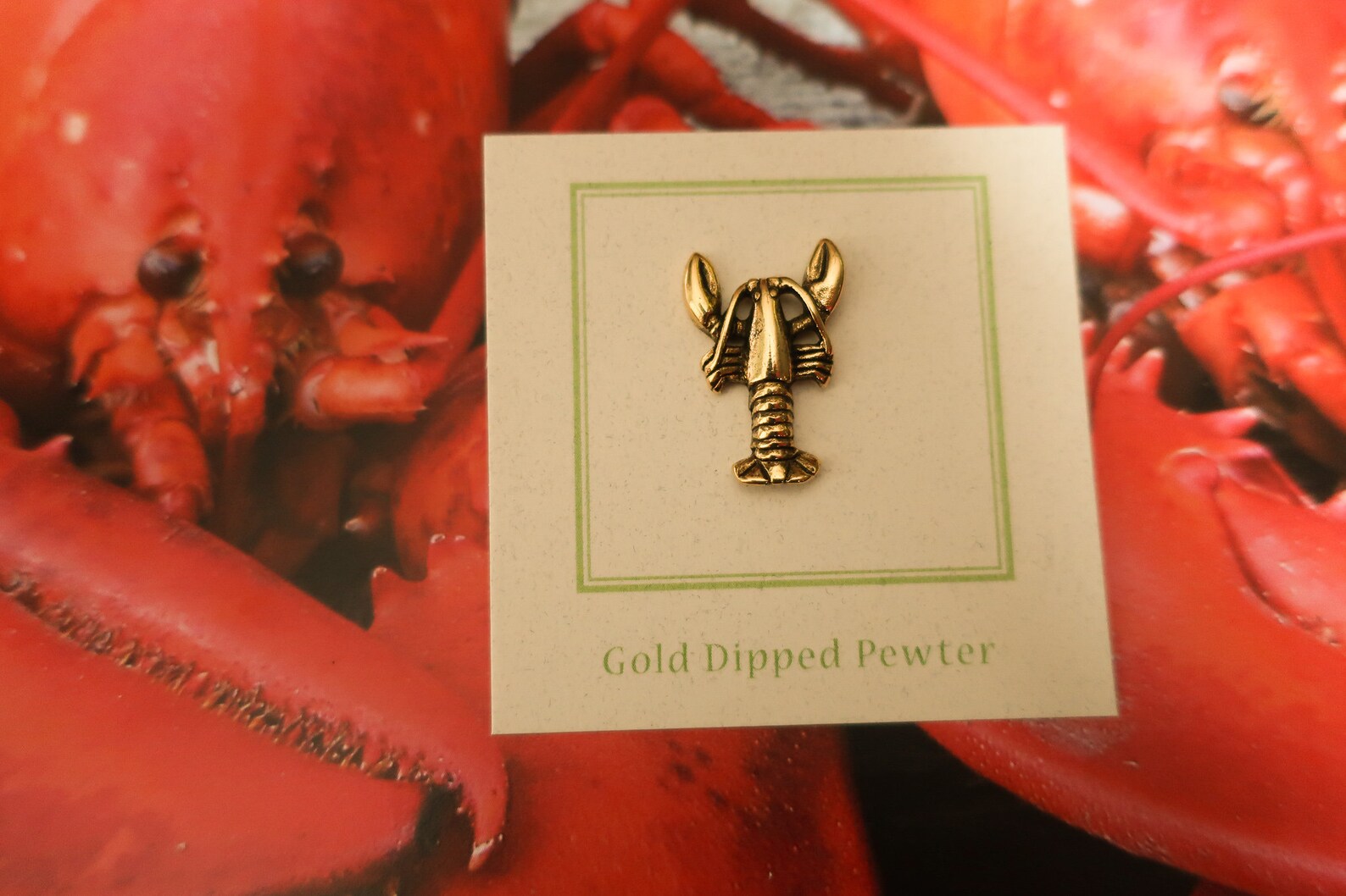 Lobster Gold Dipped Pewter Lapel Pin- CC112G- Marine Crustaceans ...