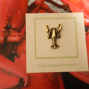 Lobster Gold Dipped Pewter Lapel Pin- CC112G- Marine Crustaceans ...