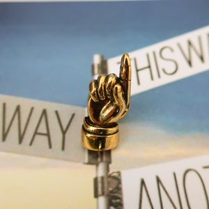 Pointing Finger Gold Dipped Pewter Lapel Pin - CC178G- This Way, Hands ...